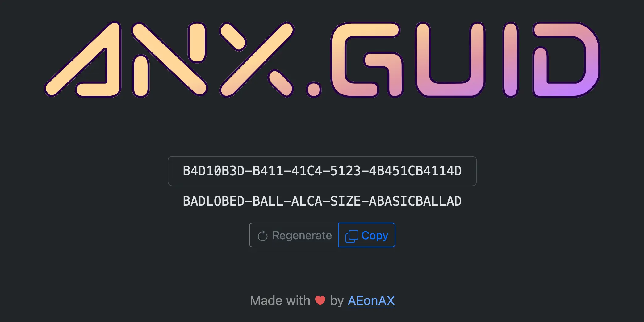 ANX.Guid.Generator - Generate Geek-Friendly GUIDs